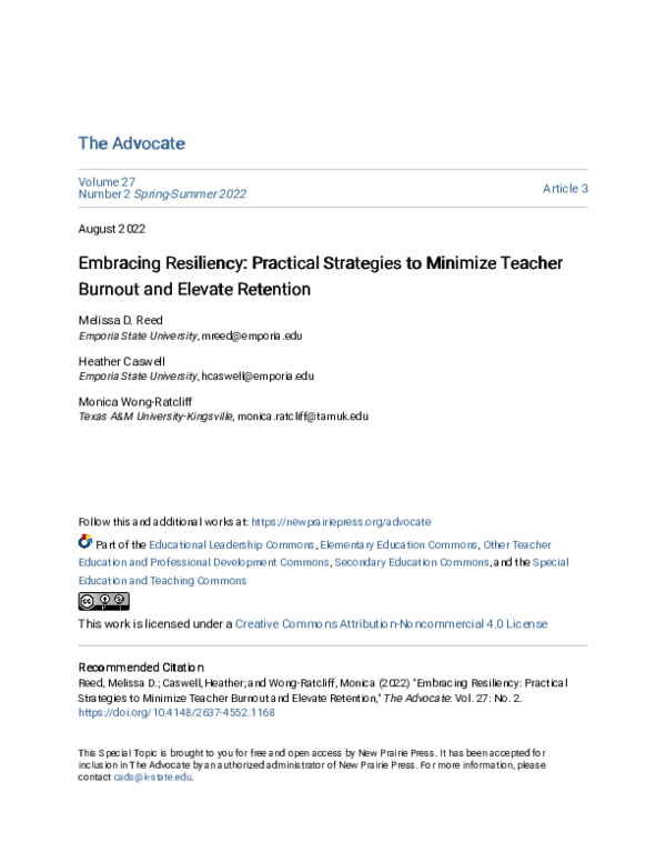 (PDF) Embracing Resiliency: Practical Strategies to Minimize Teacher ...