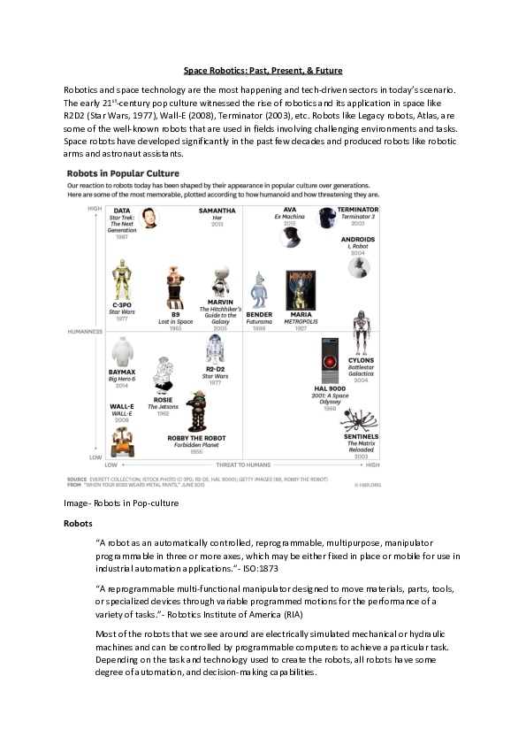 (PDF) Space Robotics: Past, Present, & Future
