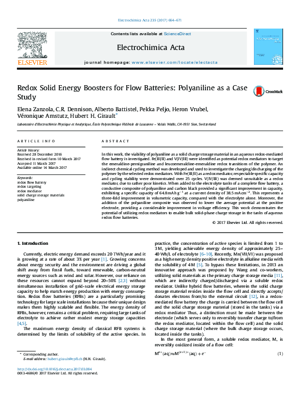 (PDF) Redox Solid Energy Boosters for Flow Batteries: Polyaniline as a ...