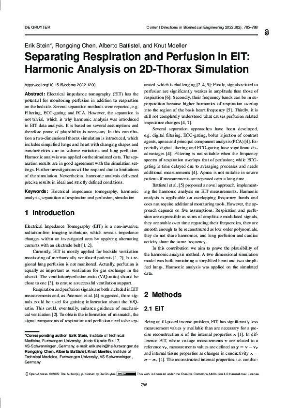 (PDF) Separating Respiration and Perfusion in EIT: Harmonic Analysis on 2D-Thorax Simulation