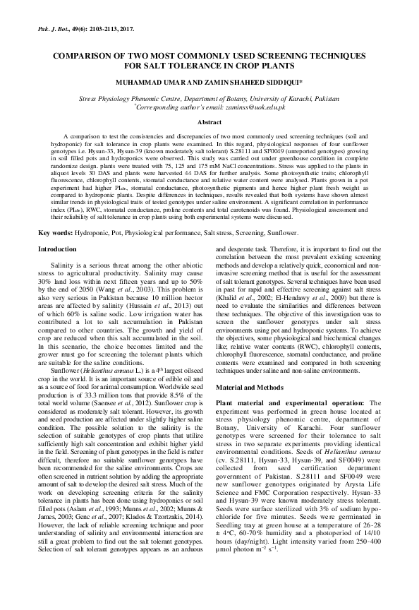 (PDF) Comparison of Two Most Commonly Used Screening Techniques for ...