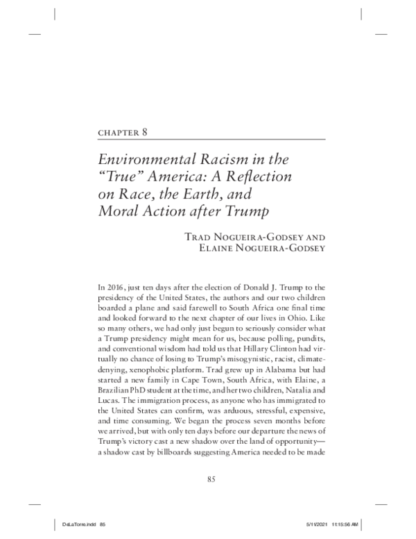 (PDF) Environmental Racism in the ‘True’ America: A Reflection on Race ...