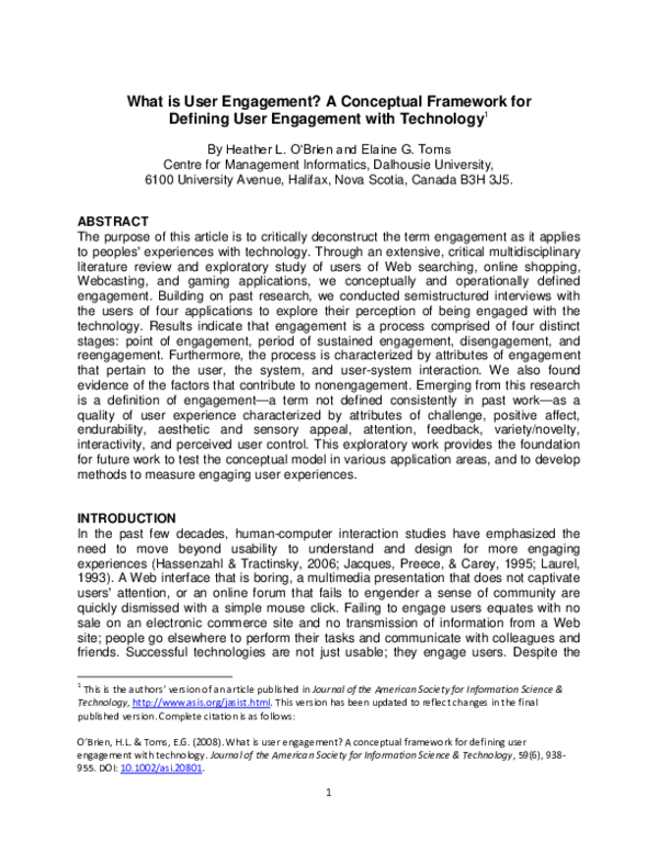 (PDF) What is user engagement? A conceptual framework for defining user ...