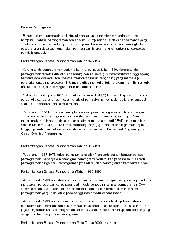 (PDF) Sejarah Bahasa Pemrograman