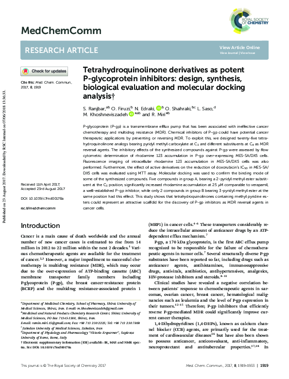 (PDF) Tetrahydroquinolinone derivatives as potent P-glycoprotein ...