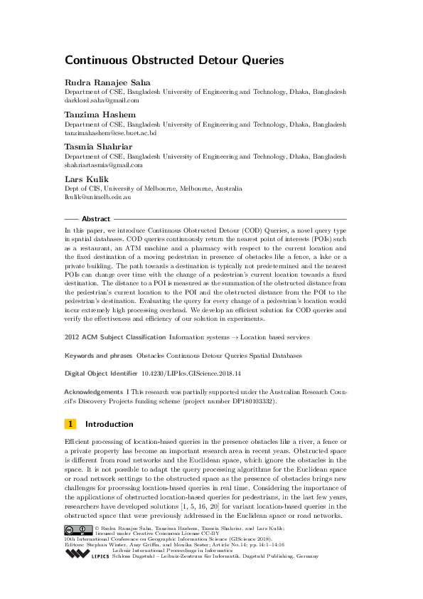 (PDF) Continuous Obstructed Detour Queries