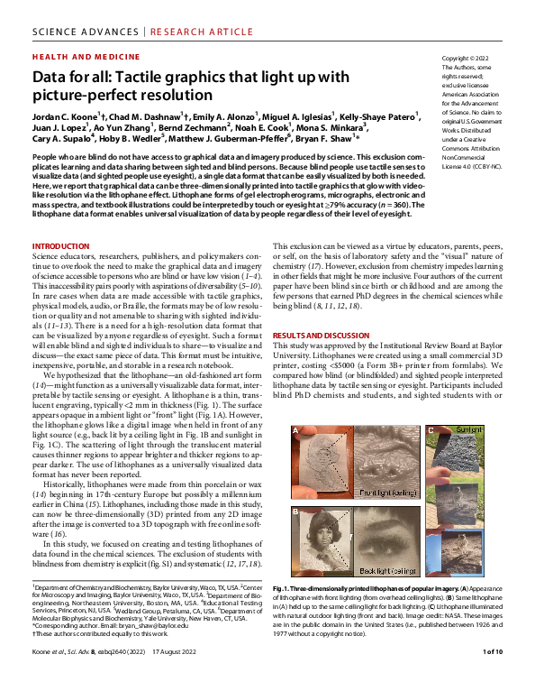 (PDF) Data for all: Tactile graphics that light up with picture-perfect ...