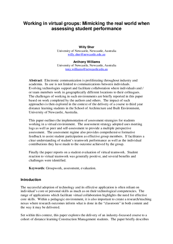 (PDF) Working in Virtual Groups: Mimicking the Real World When ...
