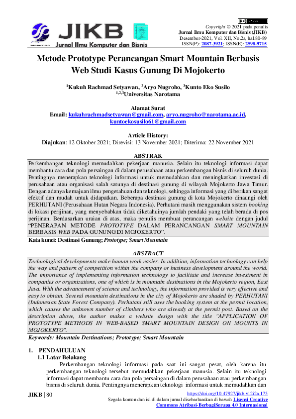(PDF) Metode Prototype Perancangan Smart Mountain Berbasis Web