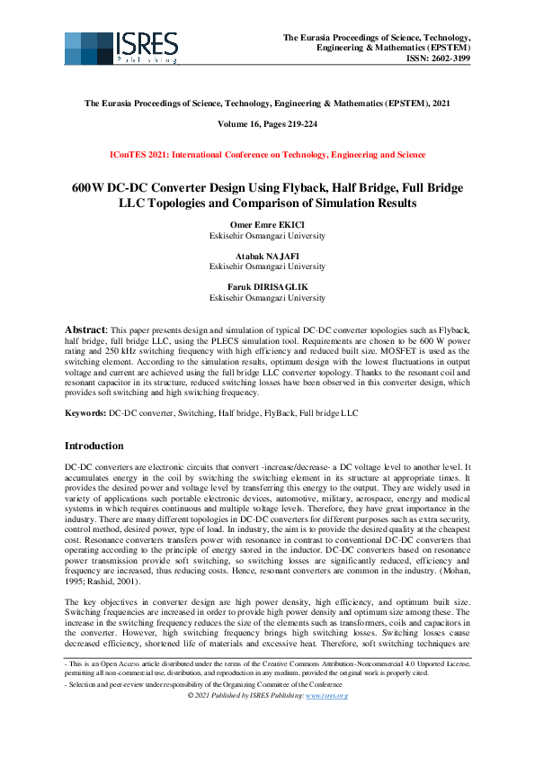 (PDF) 600W DC-DC Converter Design Using Flyback, Half Bridge, Full ...