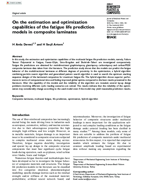 Pdf On The Estimation And Optimization Capabilities Of The Fatigue