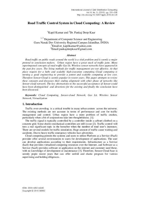 (PDF) Road Traffic Control System in Cloud Computing: A Review