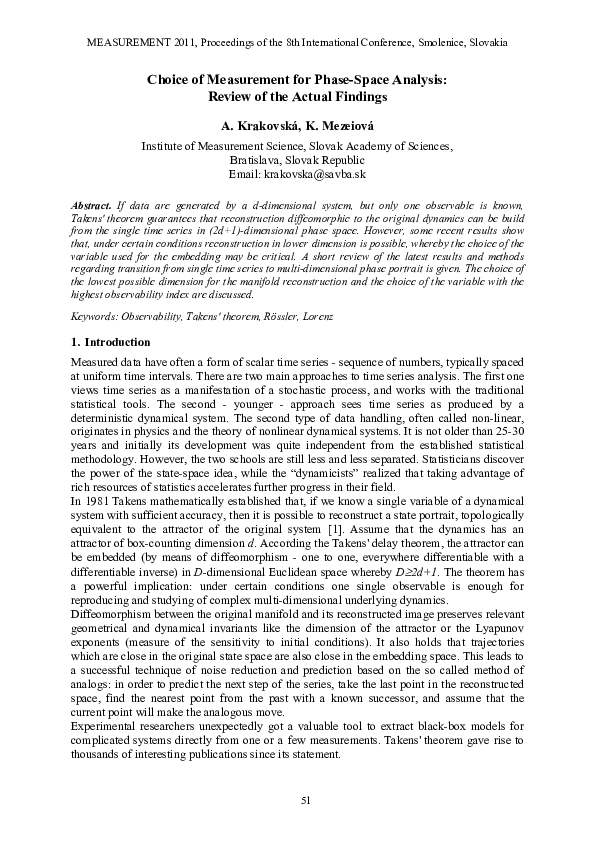 (PDF) Choice of Measurement for Phase-Space Analysis: Review of the ...