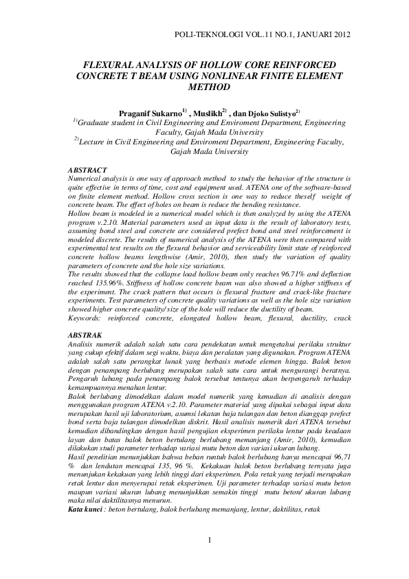 (PDF) Flexural Analysis of Hollow Core Reinforced Concrete T Beam Using Nonlinear Finite Element ...