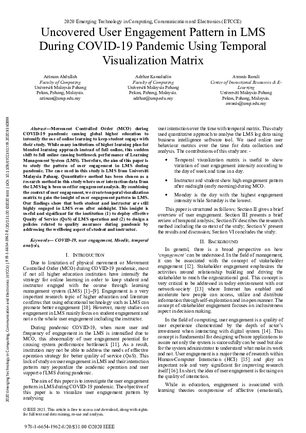 (PDF) Uncovered User Engagement Pattern in LMS During COVID-19 Pandemic ...