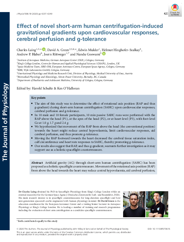 (PDF) Effect of novel short‐arm human centrifugation‐induced ...