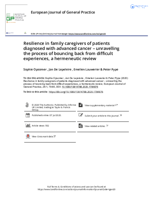 (PDF) Resilience in family caregivers of patients diagnosed with ...
