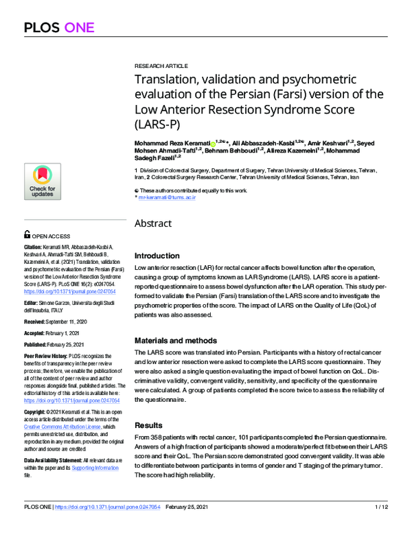 (PDF) Translation, validation and psychometric evaluation of the ...