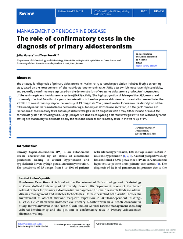 (PDF) MANAGEMENT OF ENDOCRINE DISEASE: The role of confirmatory tests ...