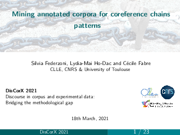 (PDF) Mining annotated corpora for coreference chains pattern