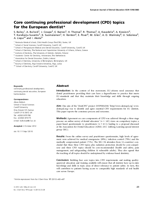 (PDF) Core continuing professional development (CPD) topics for the ...