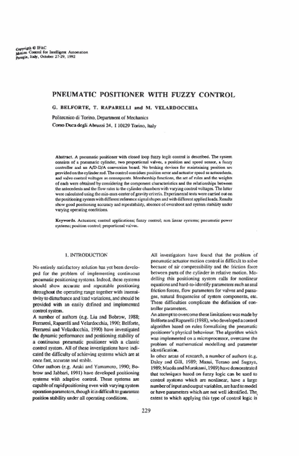 (PDF) Pneumatic Positioner with Fuzzy Control