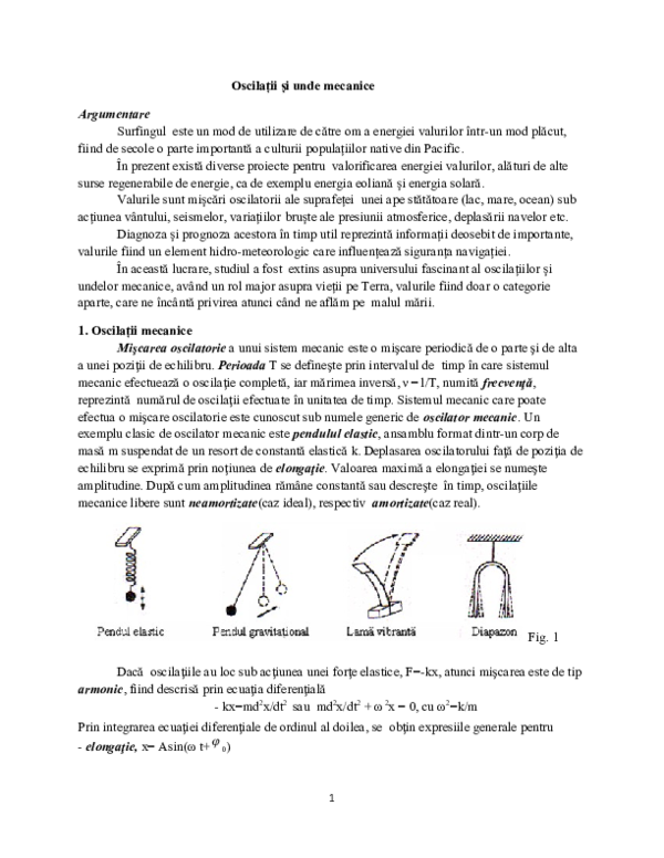 (DOC) Oscilatii si unde mecanice