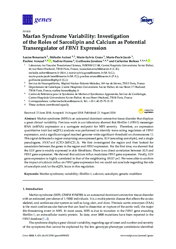 (PDF) Marfan Syndrome Variability: Investigation of the Roles of ...