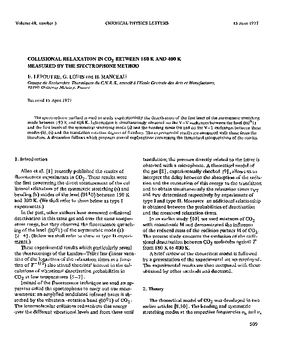 (PDF) Collisional relaxation in CO2 between 180 K and 400 K measured by ...