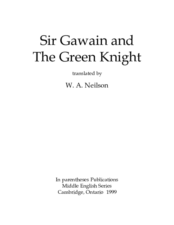 (PDF) Sir Gawain and the Green Knight