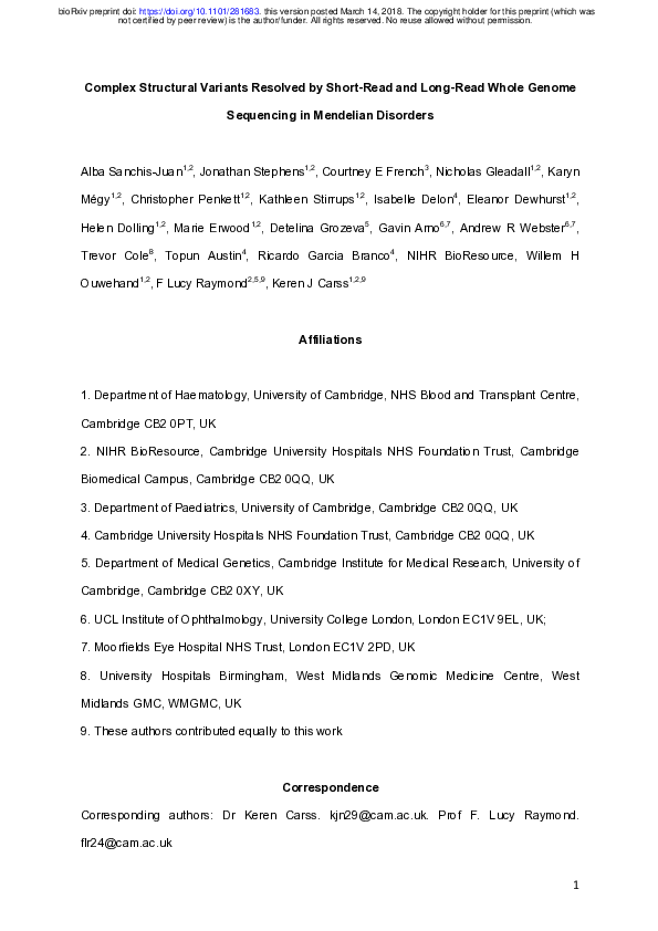 (PDF) Complex Structural Variants Resolved by Short-Read and Long-Read Whole Genome Sequencing ...