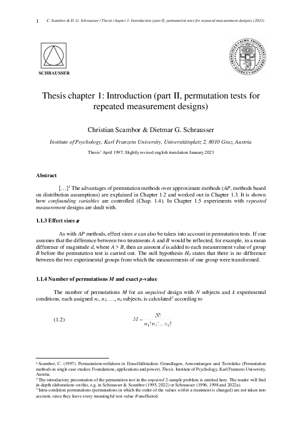 Pdf Introduction Part Ii Permutation Tests For Repeated Measurement