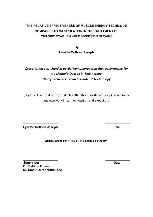 (PDF) The relative effectiveness of muscle energy technique compared to ...
