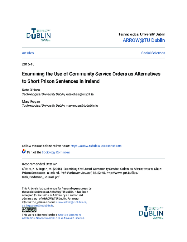 (PDF) Examining the Use of Community Service Orders as Alternatives to ...