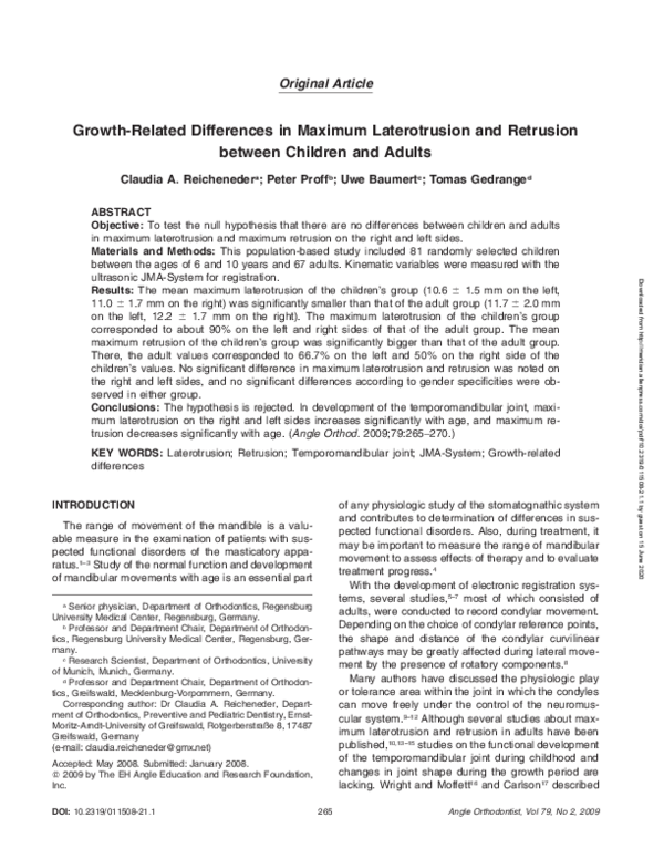 (PDF) Growth-Related Differences in Maximum Laterotrusion and Retrusion ...