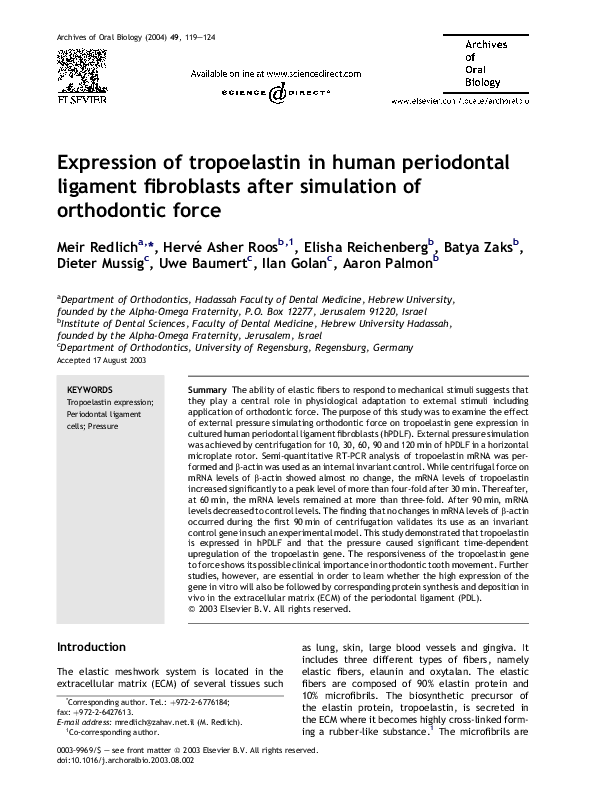 (PDF) Expression of tropoelastin in human periodontal ligament ...