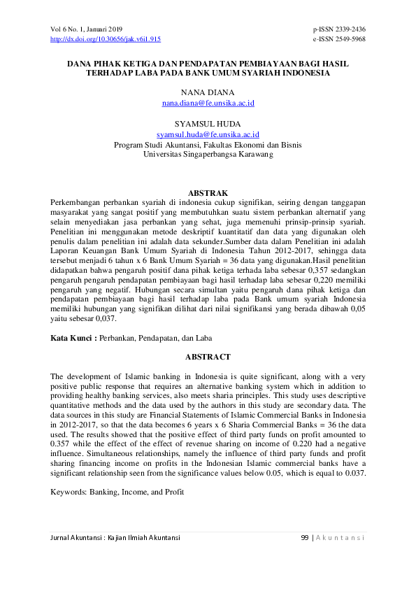 (PDF) Pengaruh Dana Pihak Ketiga Dan Pendapatan Pembiayaan Bagi Hasil Terhadap Laba Pada Bank ...