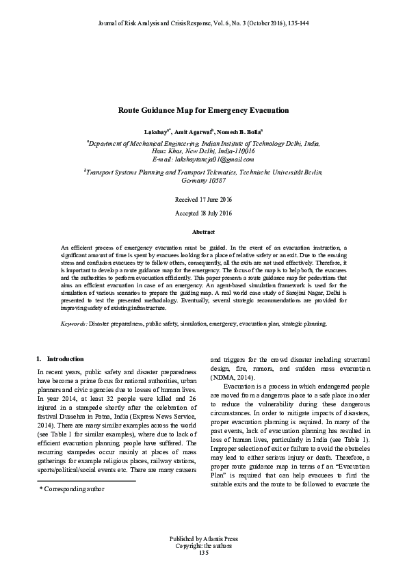 (PDF) Route Guidance Map for Emergency Evacuation