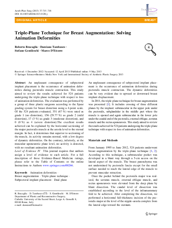 (PDF) Triple-Plane Technique for Breast Augmentation: Solving Animation ...