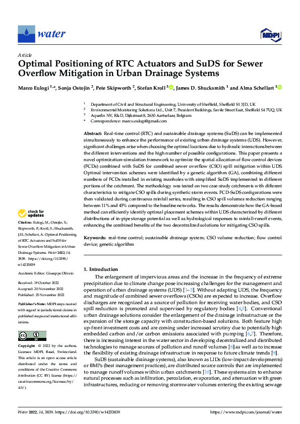 (PDF) Optimal Positioning of RTC Actuators and SuDS for Sewer Overflow Mitigation in Urban ...