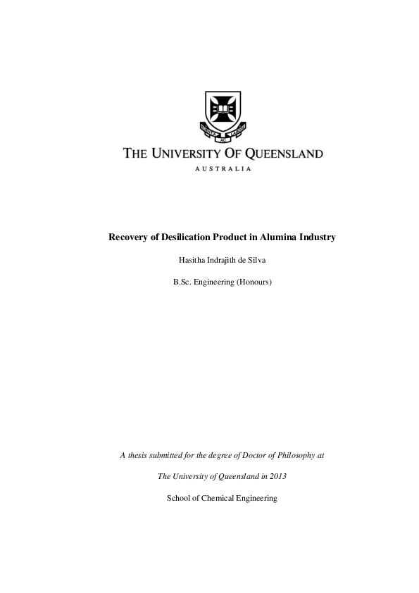(PDF) Recovery of desilication product in alumina industry | Hasitha ...