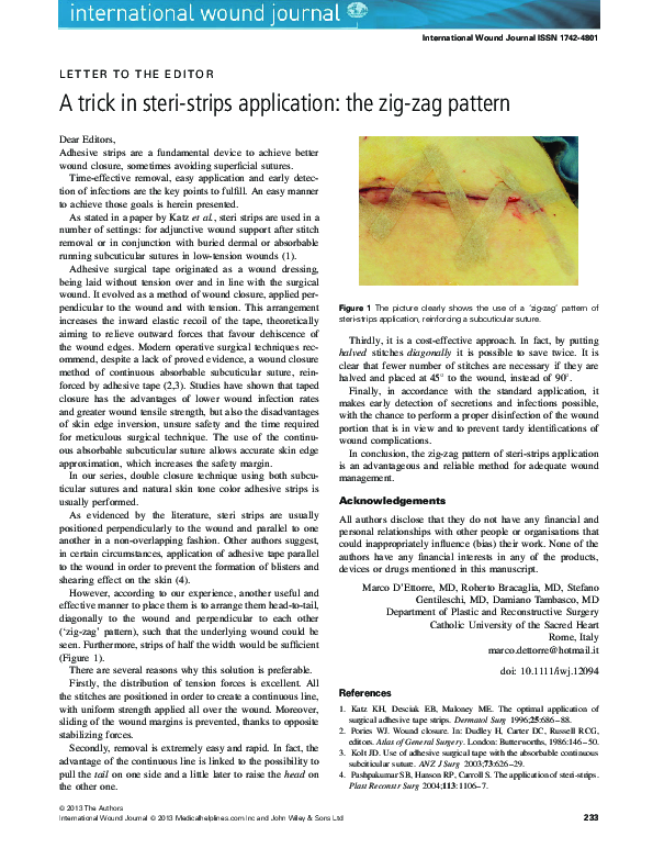 (PDF) A trick in steri strips application: the zig-zag pattern ...
