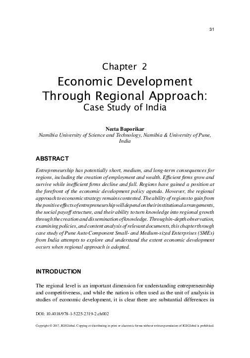 Pdf Economic Development Through Regional Approach