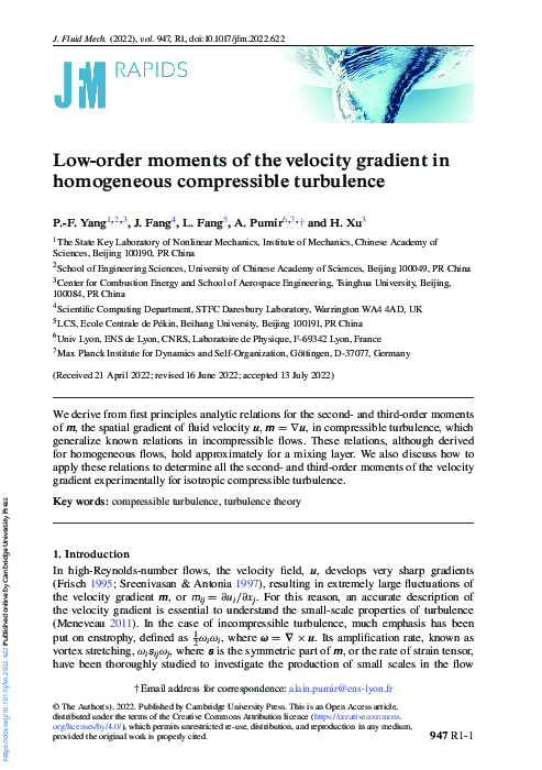 (PDF) Low-order moments of the velocity gradient in homogeneous ...