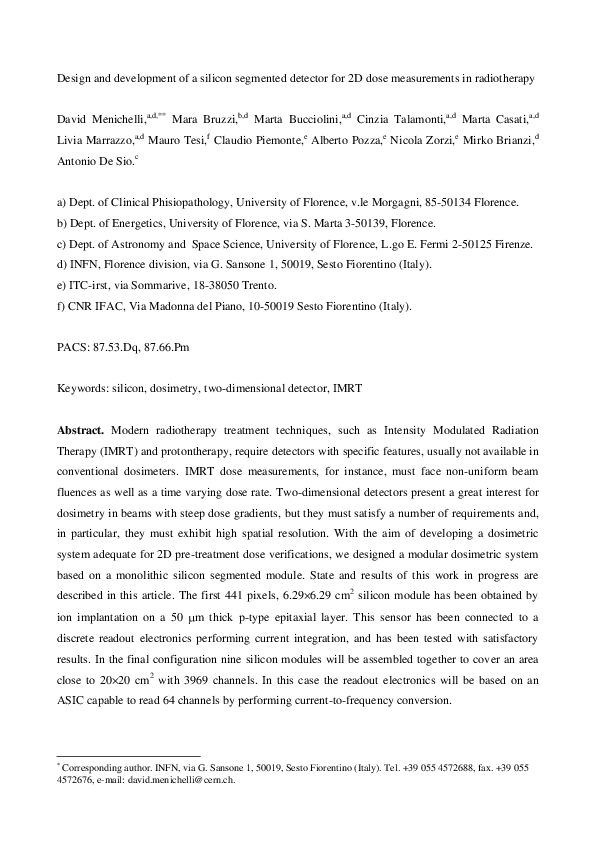 Pdf Design And Development Of A Silicon Segmented Detector For 2d