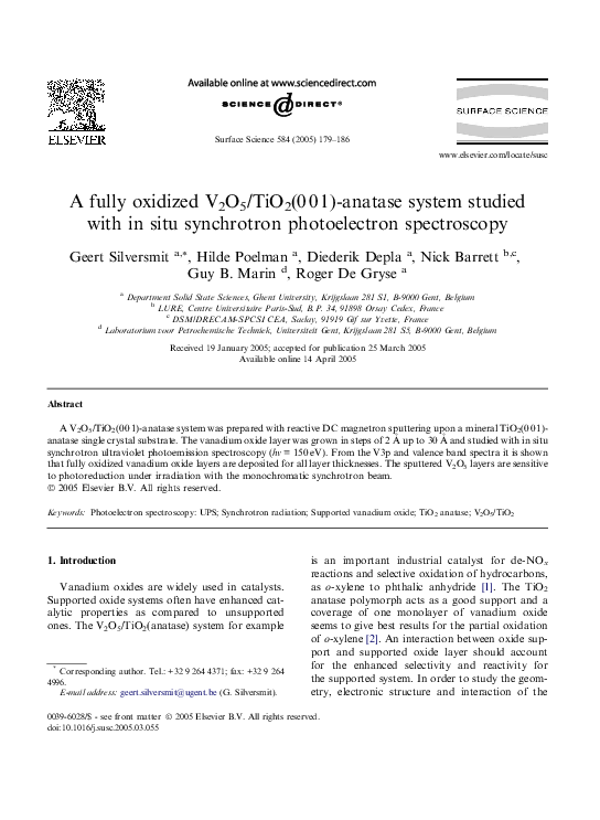 (PDF) A fully oxidized V2O5/TiO2(001)-anatase system studied with in ...