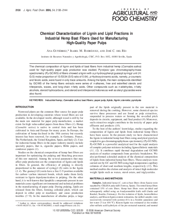 (PDF) Chemical Characterization of Lignin and Lipid Fractions in ...
