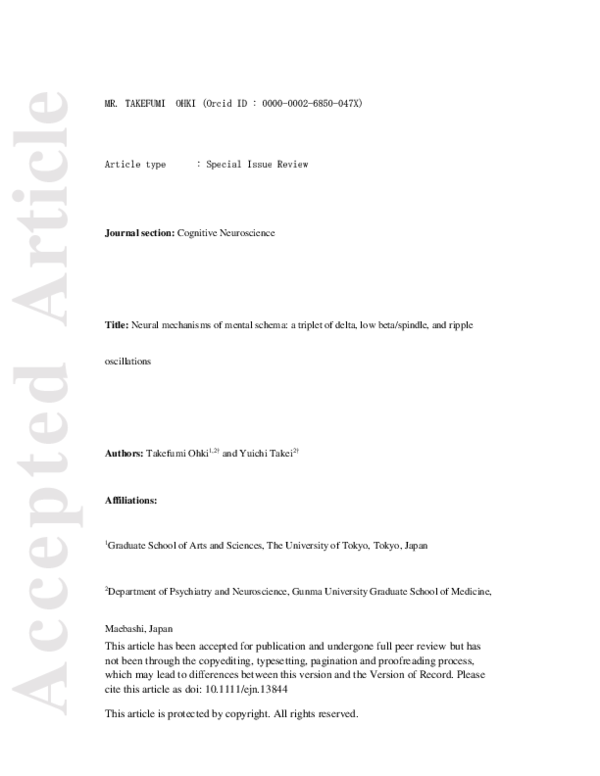 (PDF) Neural mechanisms of mental schema: a triplet of delta, low beta ...