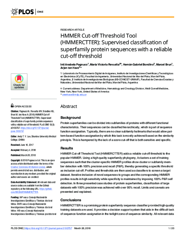 (PDF) HMMER Cut-off Threshold Tool (HMMERCTTER): Supervised ...