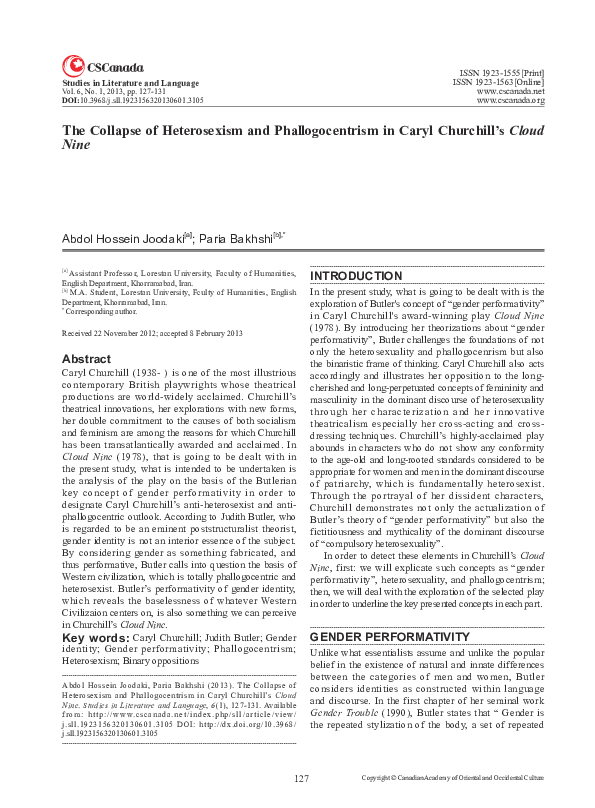 (PDF) The Collapse of Heterosexism and Phallogocentrism in Caryl ...